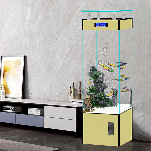 Jinjing ultra-white glass rectangular floor-standing aquarium living ...