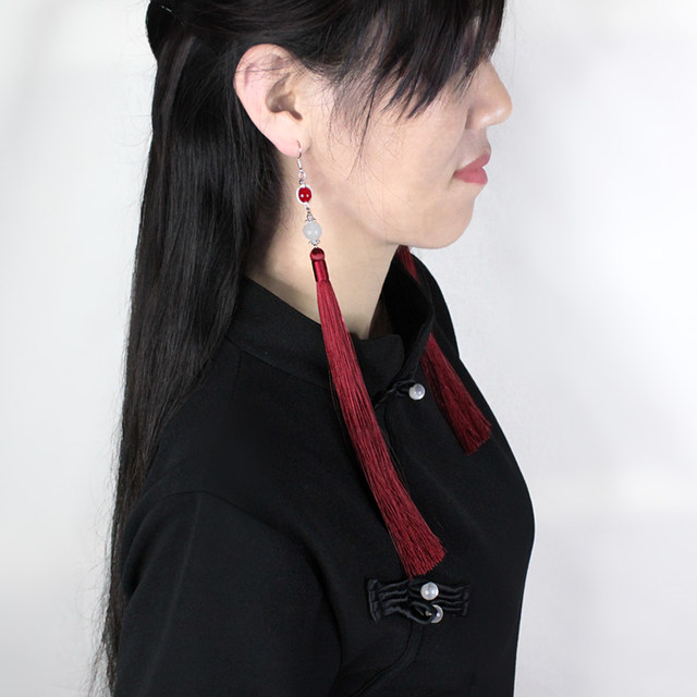 Ancient Wind Super Long Su Earrings Guofeng Han Element New Chinese Ear ...