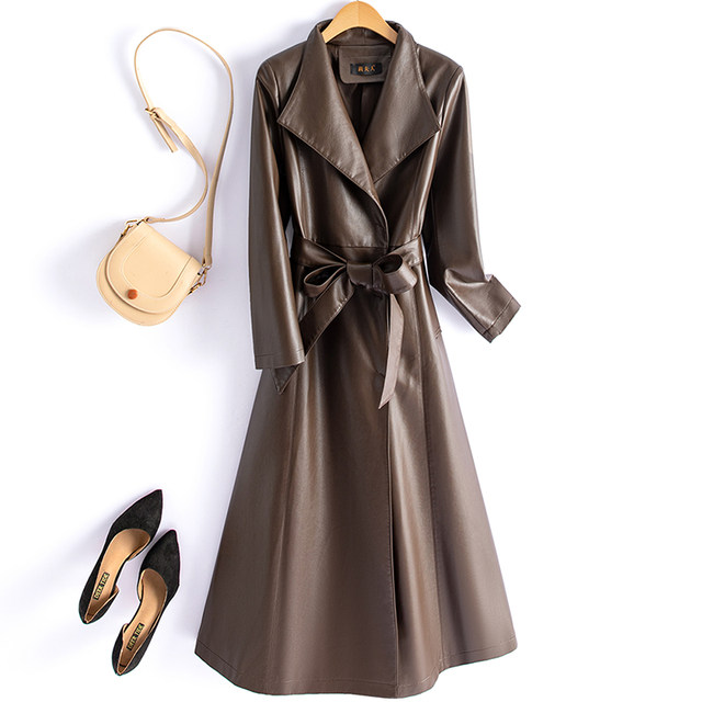 European Genuine Leather Coat Women's Autumn and Winter New Mid-Length ...