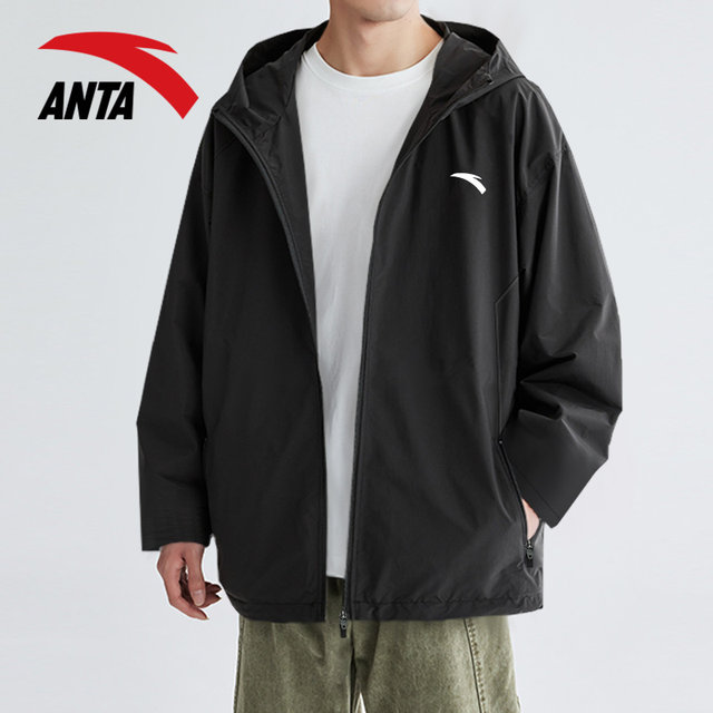 Anta jacket men's autumn and winter new hooded plush windproof casual ...