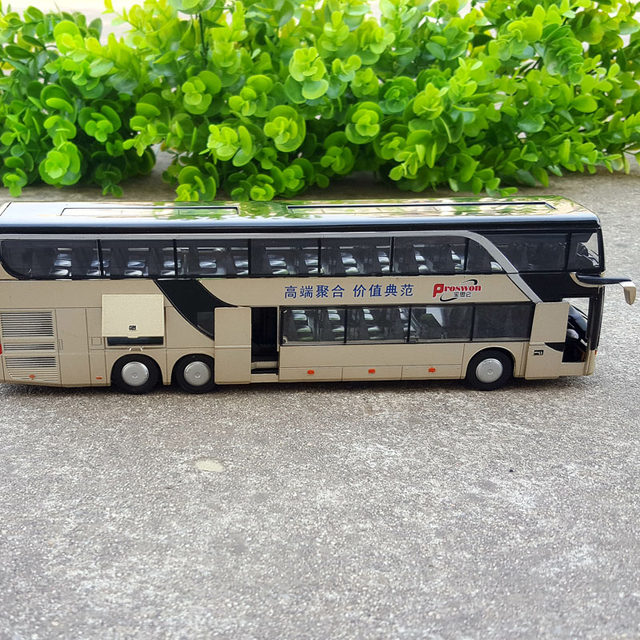 Alloy tourist bus bus simulation double-decker bus car model sound and ...