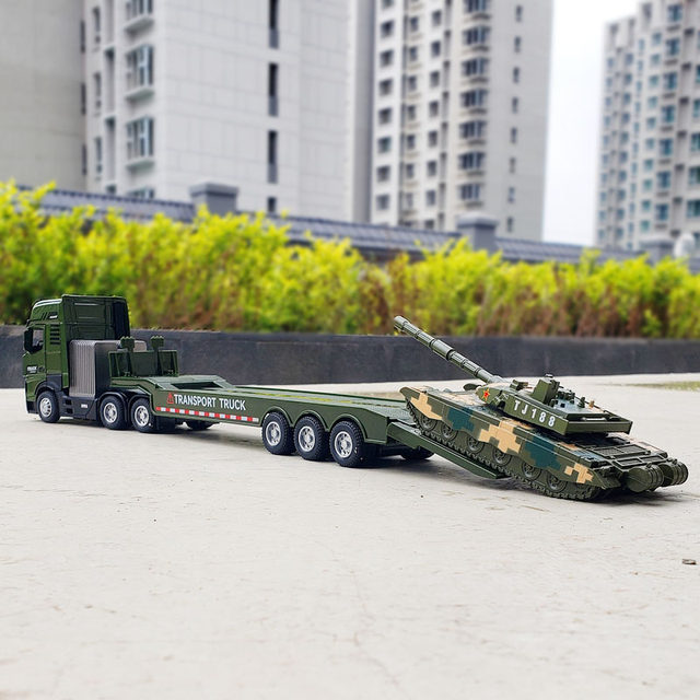Large military excavator trailer engineering transport vehicle with ...
