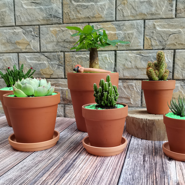 Clearance red pottery flower pot large coarse pottery pot succulent ...