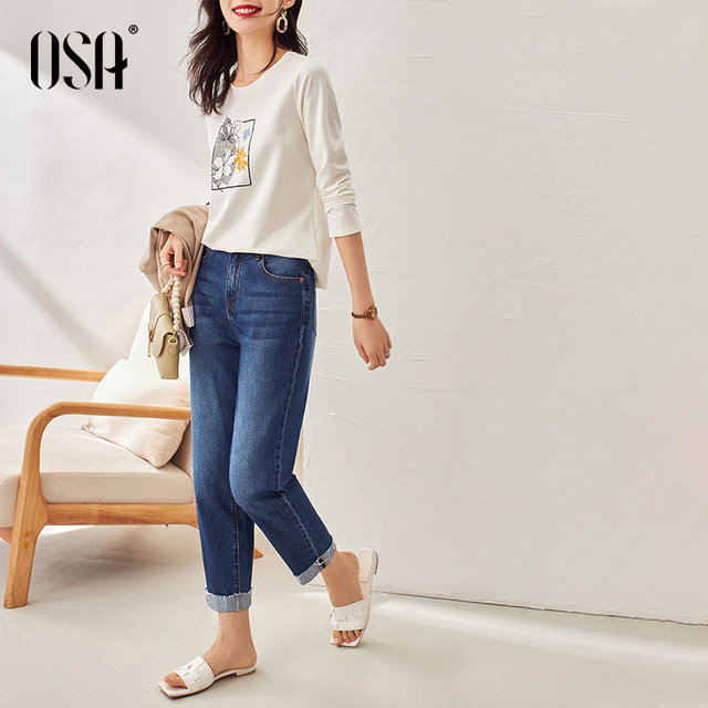 OSA Osa -white long -sleeved T -shirt women spring 2025 new versatile ...