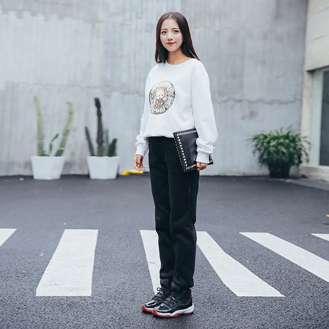 Huanbai autumn and winter double-layer sweatpants women's velvet ...