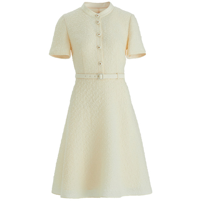 OBEG OBEG texture jacquard French dress for women summer retro waist ...