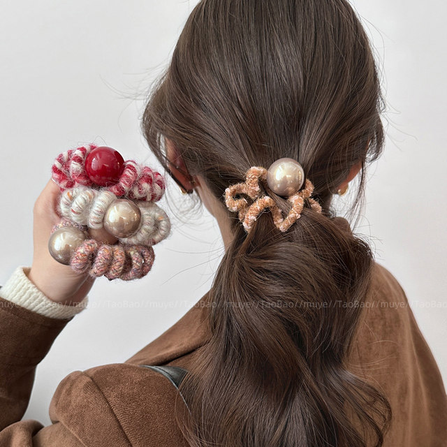 Plush telephone line hair rope female 2025 new high -elastic tie ...