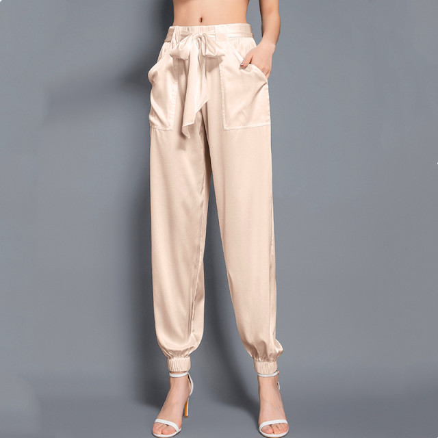 High-end silk bloomers for women's pants for high waist loose silk ...