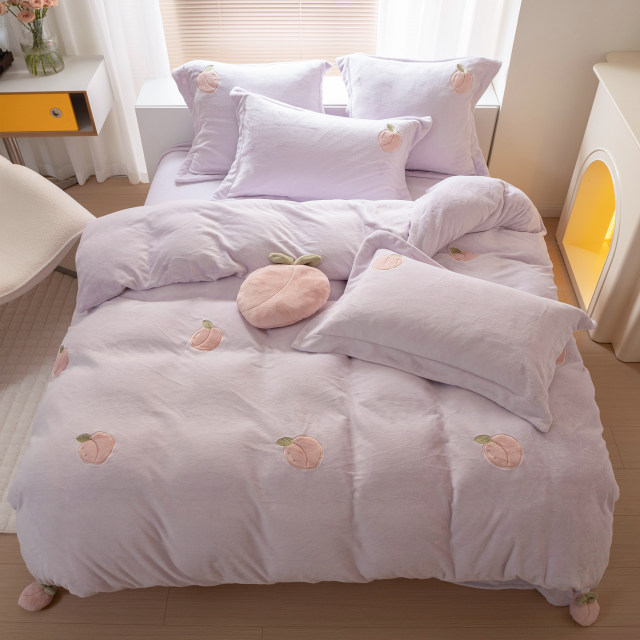 Yuanqi Taotao Korean cute girly heart thickened milk velvet four-piece ...