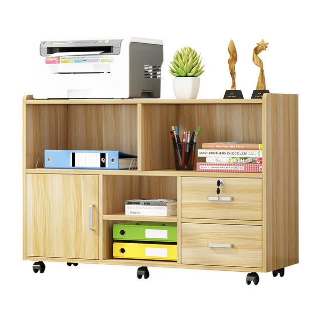 Flating solid wood mobile office storage rack printing rack file ...