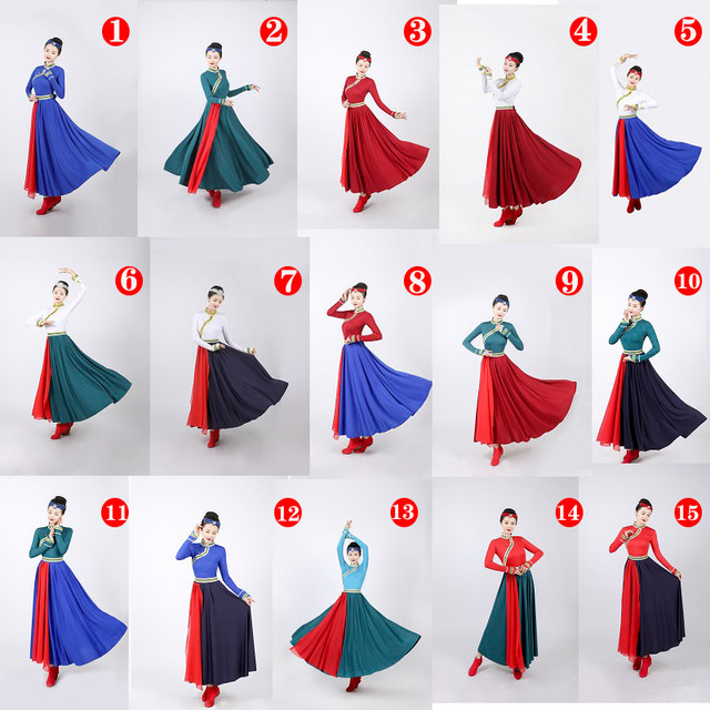 Mongolian dance costume tops for women practicing half-body practice half-body large skirt ...