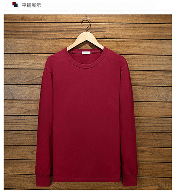Plus size extra large t-shirt men's pure cotton long-sleeved inner fit ...