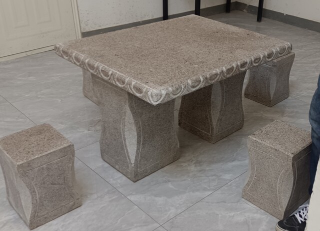 Stone table, stone stool, granite marble head carving, courtyard home ...