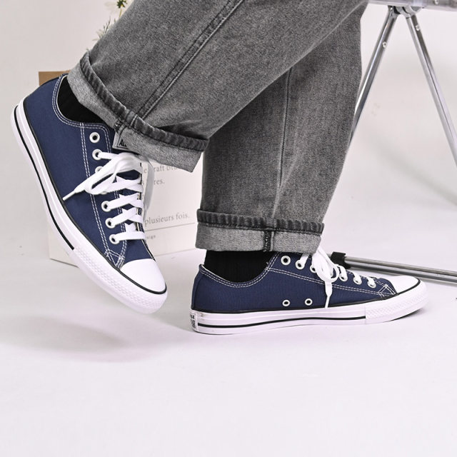 CONVERSE Converse All Star classic low-top navy blue couple canvas ...