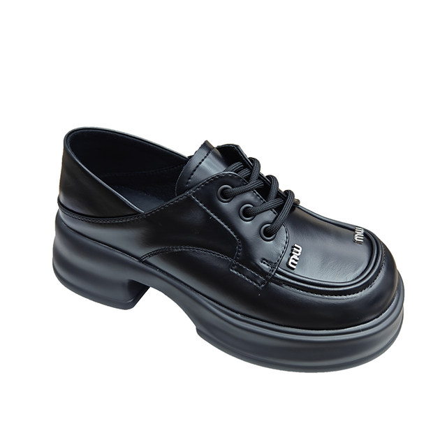 Leather Lefu Shoes 2024 new Korean retro single shoes thick bottom ...