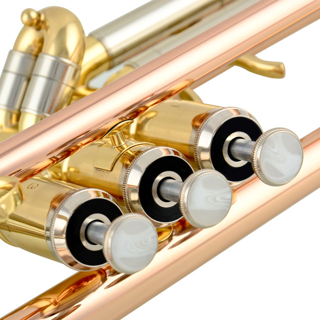 Slightly processed golden tone trumpet instrument, professional ...