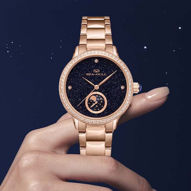 Official genuine Seagull watch women's moon phase calendar fashionable ...