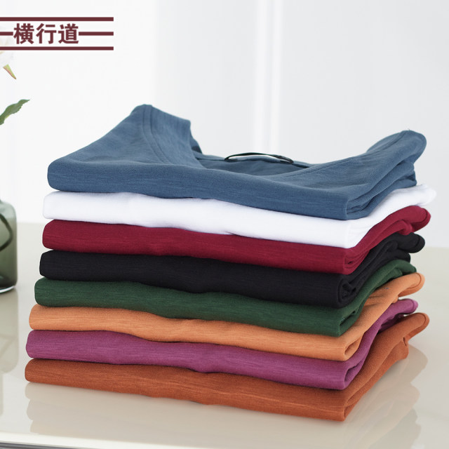 Large size pure cotton V -neck spring new 7 -point sleeve women's shirt ...