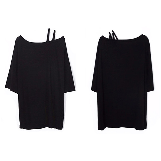 Tengdo family large size women's 2024 summer new Korean version modal long top slanted shoulder ...