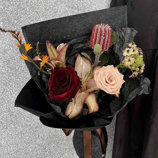 Flowers love handmade stone grain paper wrinkled wrapping paper floral ...