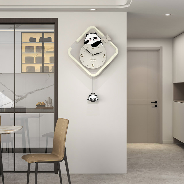 2024 New Panda Clock Wall Clock Living Room Modern Simple Creative ...