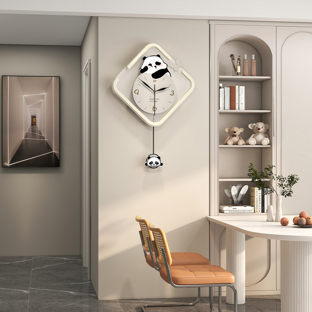 2024 New Panda Clock Wall Clock Living Room Modern Simple Creative ...