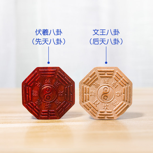 Bagua pendant, wood carving, peach wood, Fuxi Wenwang, innate nature ...