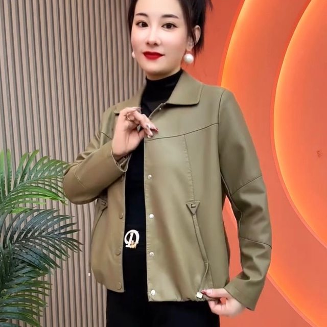 Fashionable mother short leather jacket for women 2025 autumn new ...