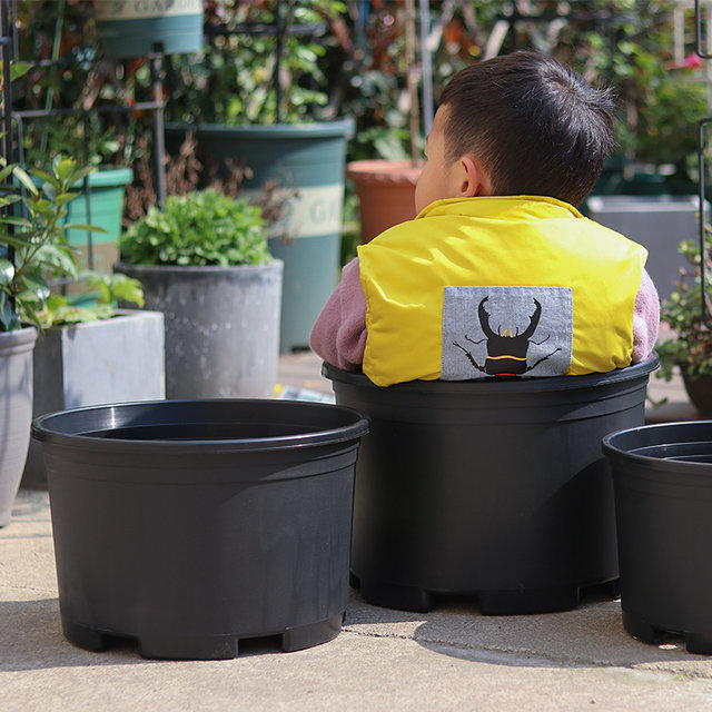 Black gallon pot thickened extra large diameter sunscreen flower pot ...