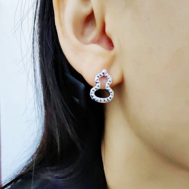 S925 Sterling Silver New Chinese Hoist Earrings Car Flower Blink CNC Ring National Trendy Thick ...