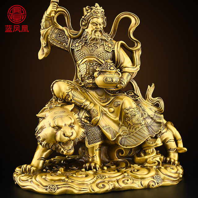 Brass Zhao Gongming statue, the God of Wealth, Zhao Gongming riding a ...