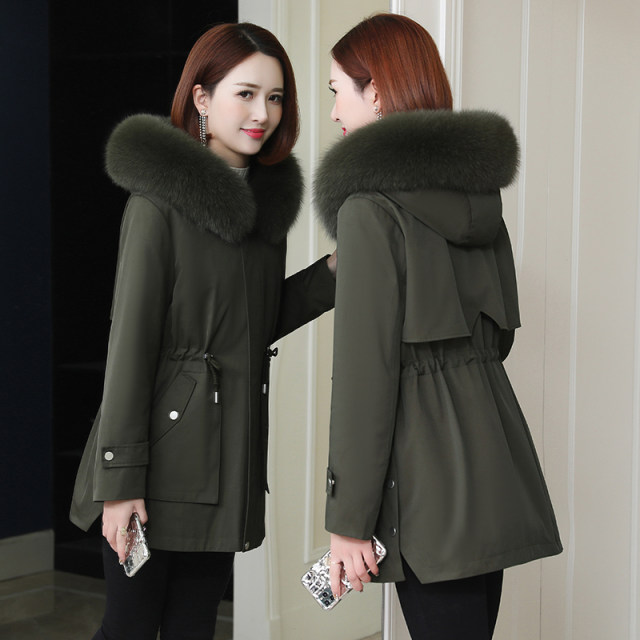 Parker Women's 2025 Winter New Rex Rabbit Real Fur Collar Removable ...