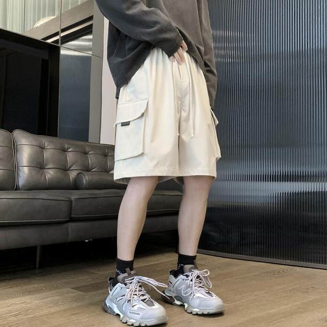 Ice silk quick-drying work shorts men's summer trendy brand loose ...