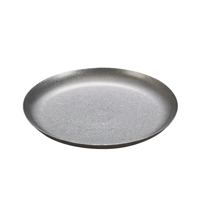 Retro snowflake gray stainless steel round plate Western restaurant ...