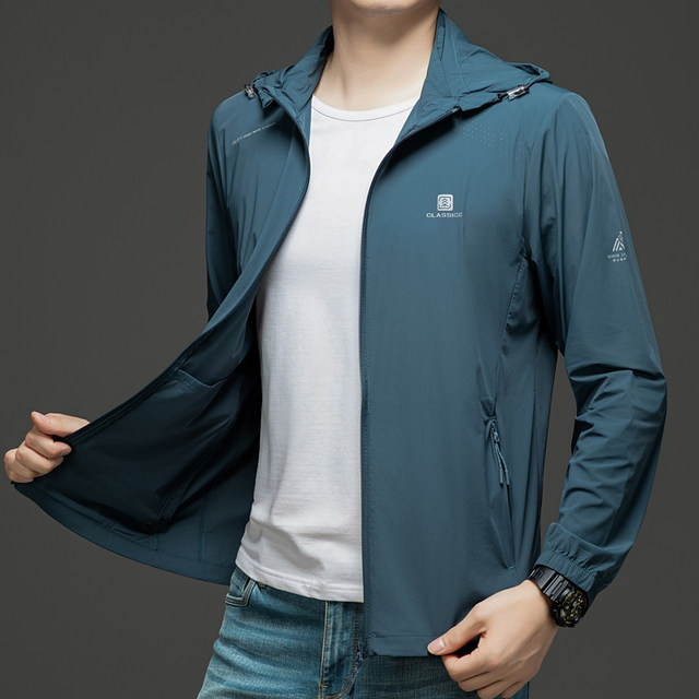Romon sunscreen clothes men's outdoor breathable skin jackets summer ...