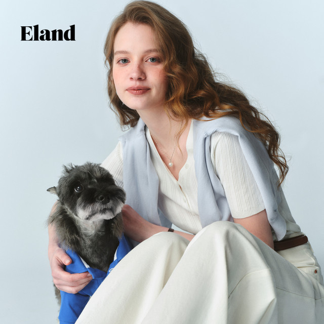 Eland Clothes Knitted T-shirt for Women with Half Open Band Short ...