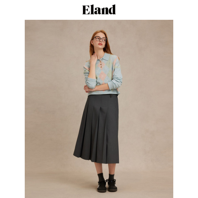 Eland Clothes Sweater Women's Sweaty Style Combination Wool Classic ...