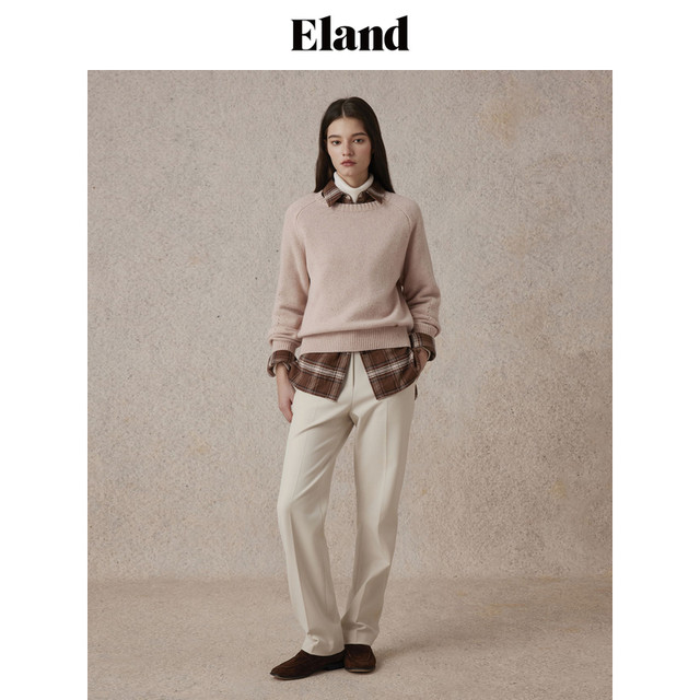 Eland Clothes Sweater Women's Solid Color Round Collar Loose Top