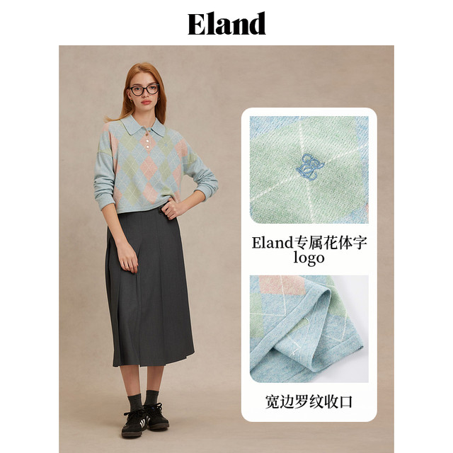 Eland Clothes Sweater Women's Sweaty Style Combination Wool Classic ...