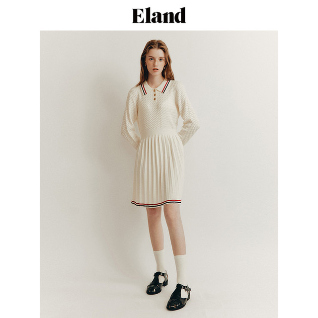 Eland clothes knit sweater dress autumn and winter female contrasting ...