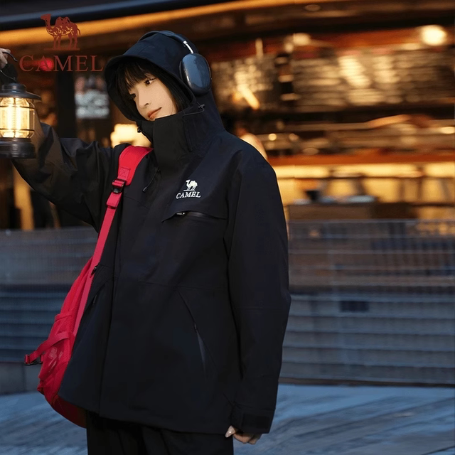 Camel three -in -one jacket new windproof waterproof purple coat three ...