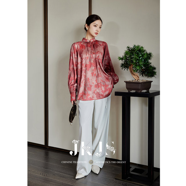 JKJS new Chinese style red printed shirt for women in 2025 new light ...