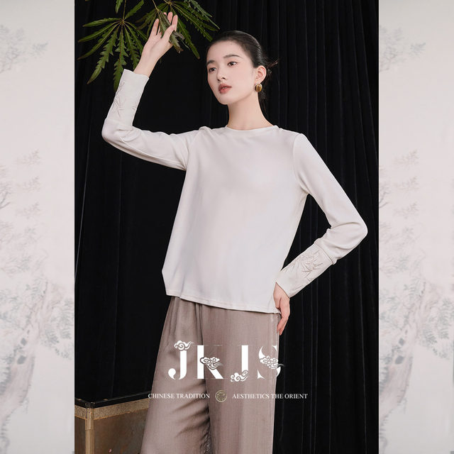 JKJS Silkwooddale Spring and Autumn T-shirt 2025 new women's long ...