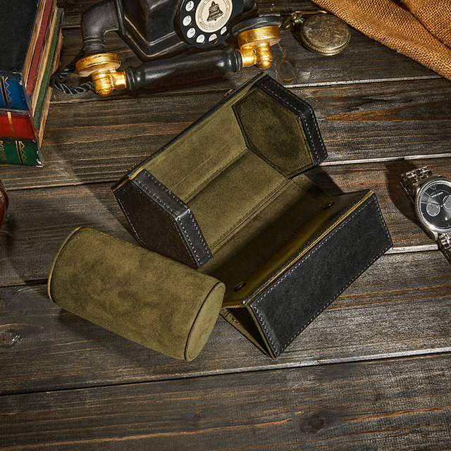 Original leather watch box retro hexagonal convenient business trip ...