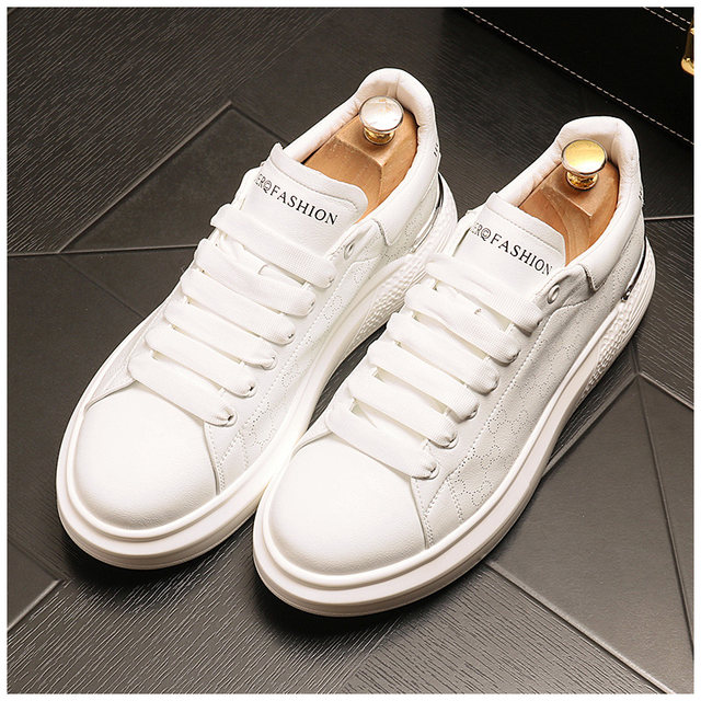 White shoes men's summer breathable shoes trendy men's shoes heightened ...
