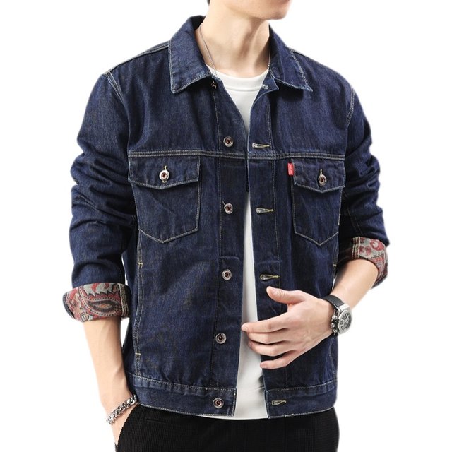 Spring and autumn high -end denim men's denim jacket men's tide brand ...