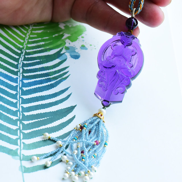 Amethyst fox hanging jewelry pendant nine -tailed fox couple sweater ...