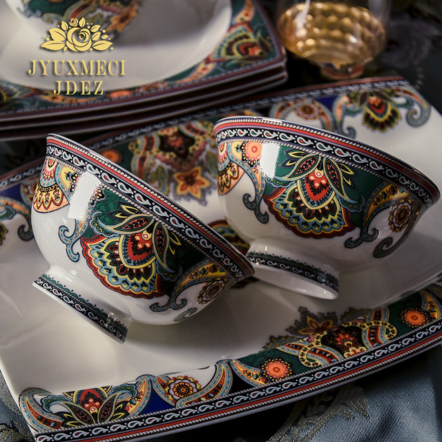 Jingdezhen ceramic dishes 60 pieces luxury household high-end bone ...