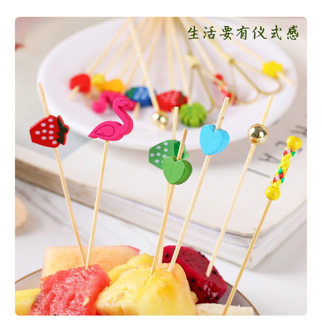 Disposable fruit sticks, bamboo sticks, flower sticks, creative art ...