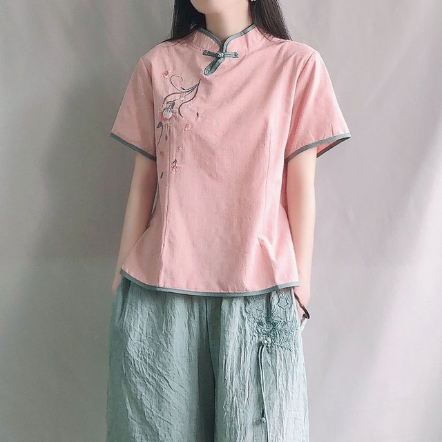 Cotton and linen tea tops large size fairy-like Zen tea clothes for ...